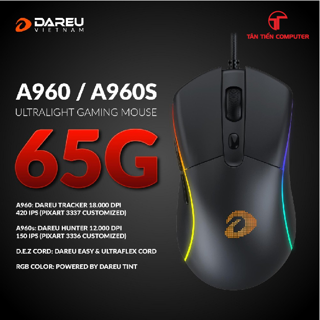 Chuột Gaming Dareu A960 Black (RGB) – Tân Tiến Computer – Vi tính Nha Trang